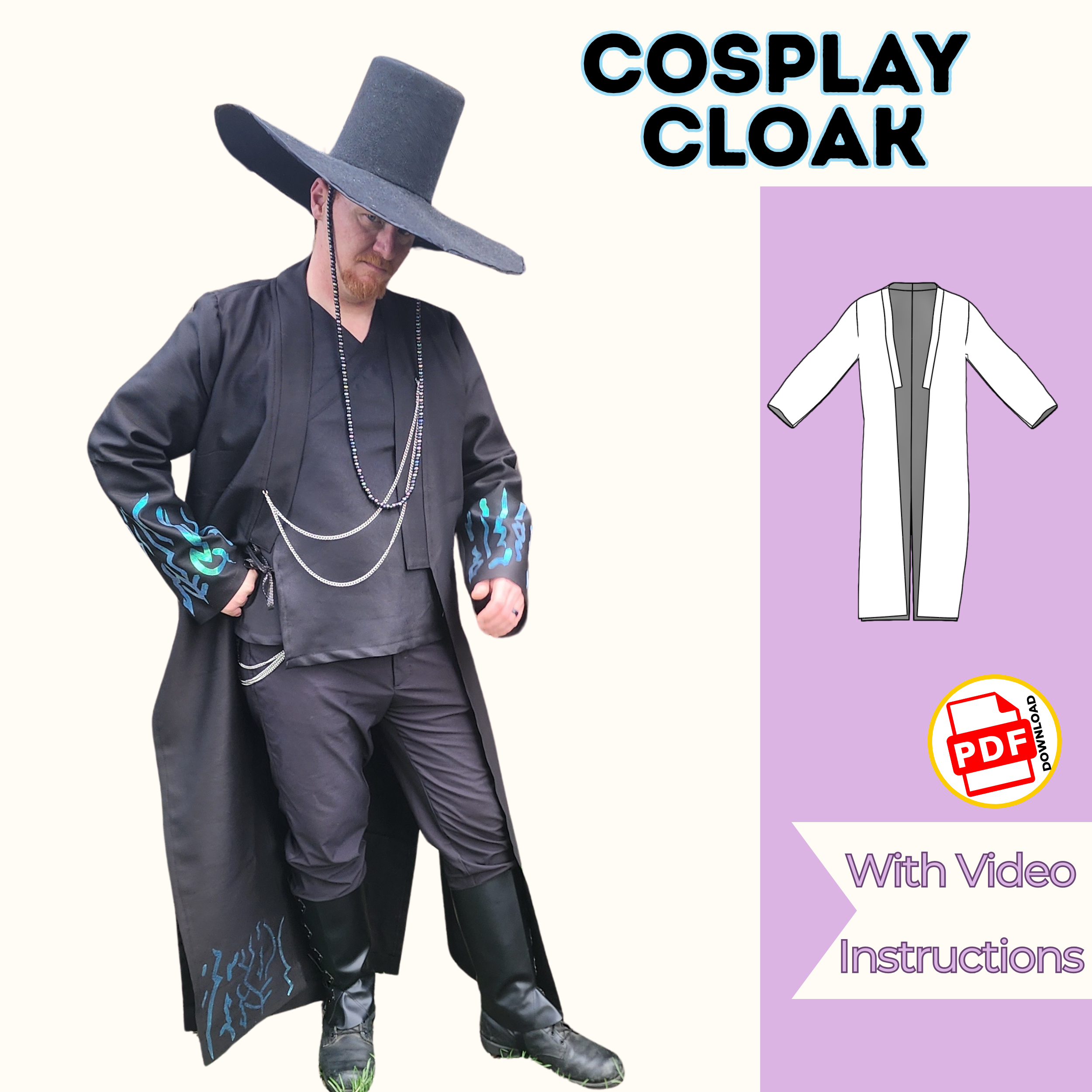 K-Pop Inspired Cloak Sewing Pattern (PDF and Projector Pattern ...