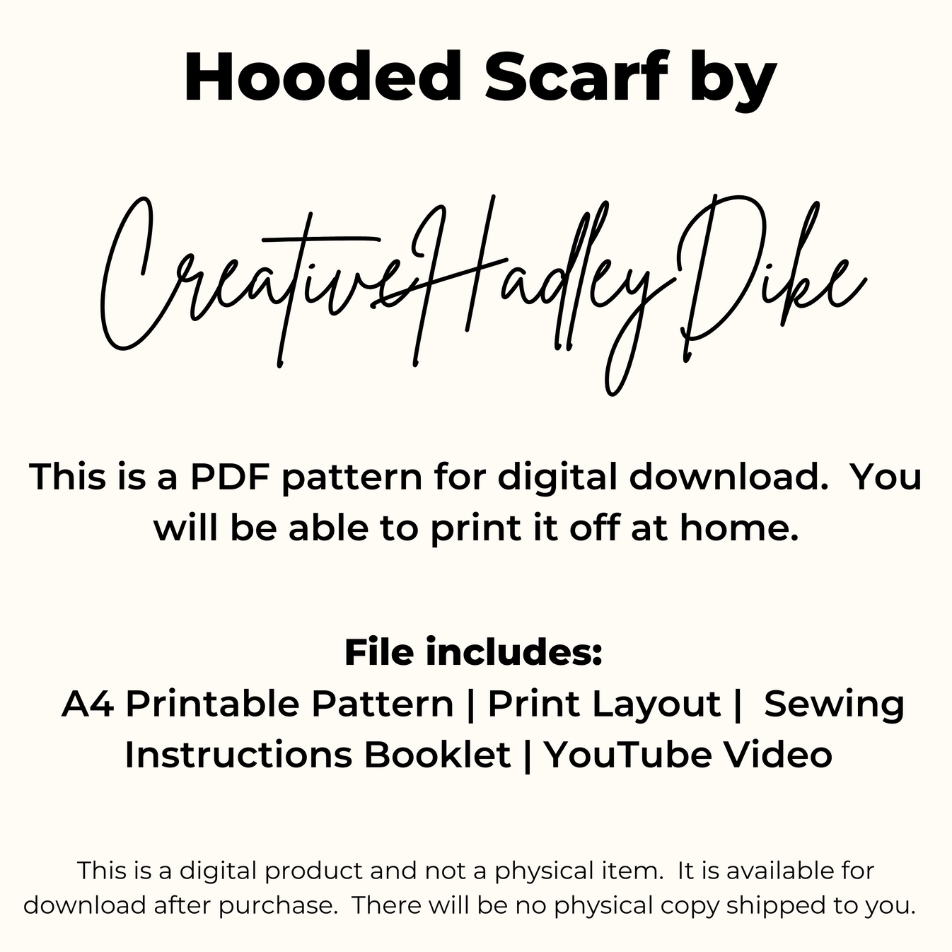 Hooded Scarf Sewing Pattern – CreativeHadleyDike
